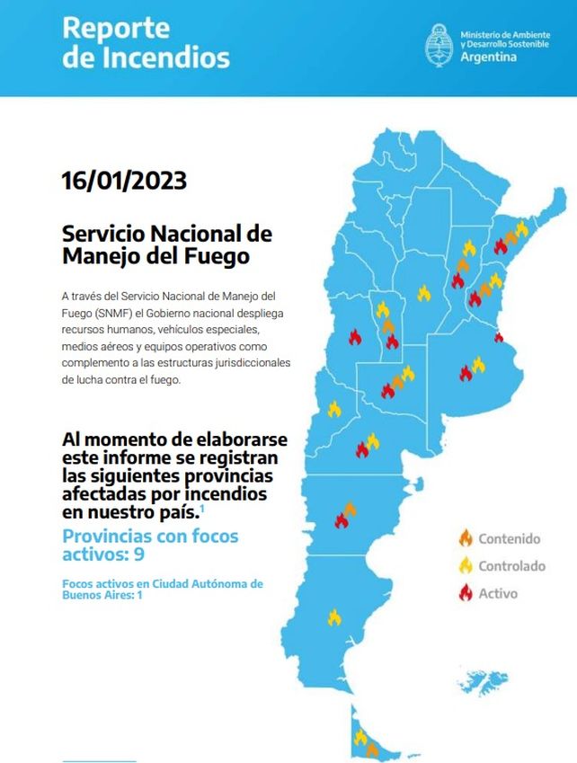 SNMF: Entre Ríos entre las provincia afectadas por incendios
